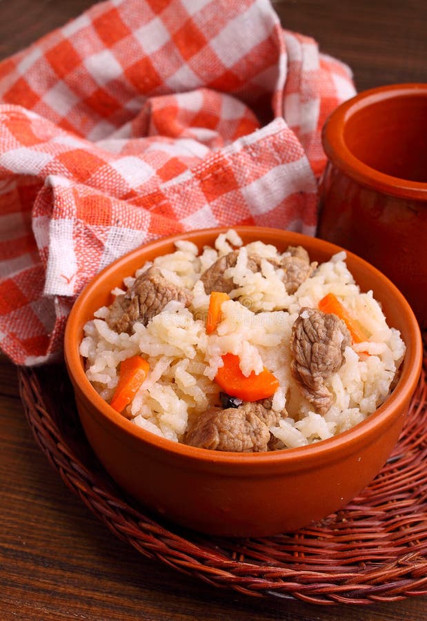 Rice with Meat and Vegetables Stock Image - Image of garnish, eating ...