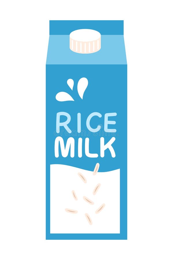 Rice Milk Carton Package in Cartoon Flat Style. Alternative Milk Stock ...