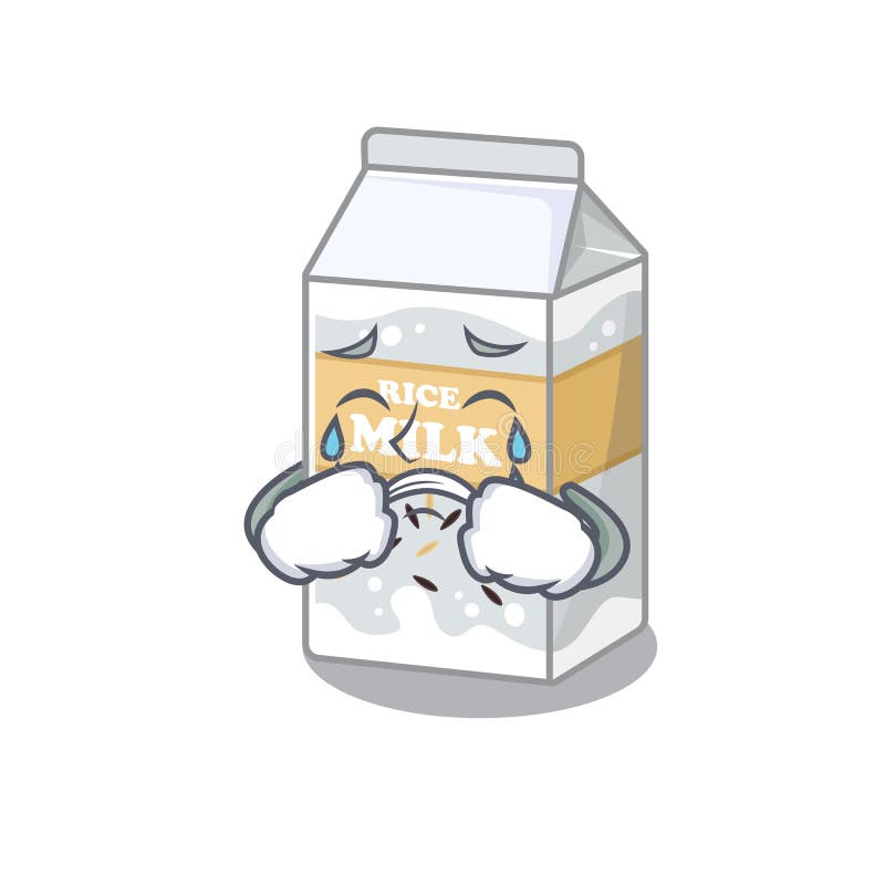 Rice Milk Cartoon Character Concept with a Sad Face Stock Vector ...