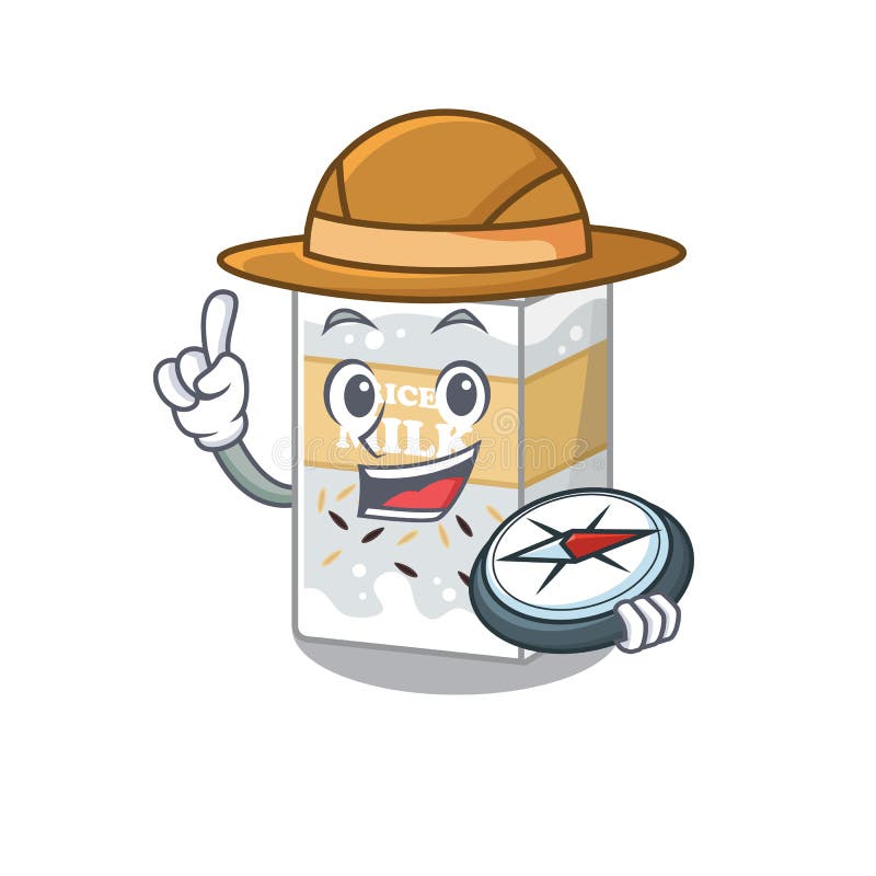 Rice Milk Experienced Explorer Using a Compass Stock Vector ...