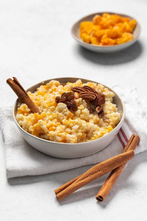 Rice Millet Porridge with Pumpkin and Cinnamon. Breakfast Stock Photo ...