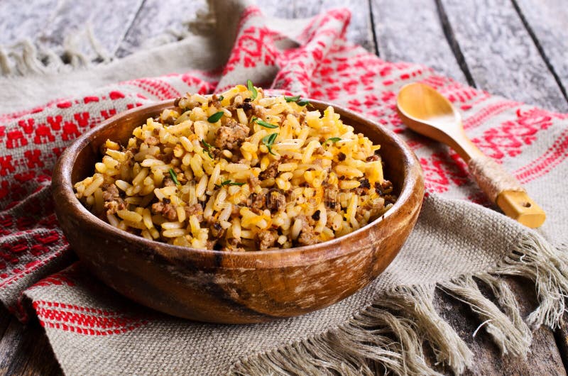 Rice with minced meat stock image. Image of closeup, background - 59599945