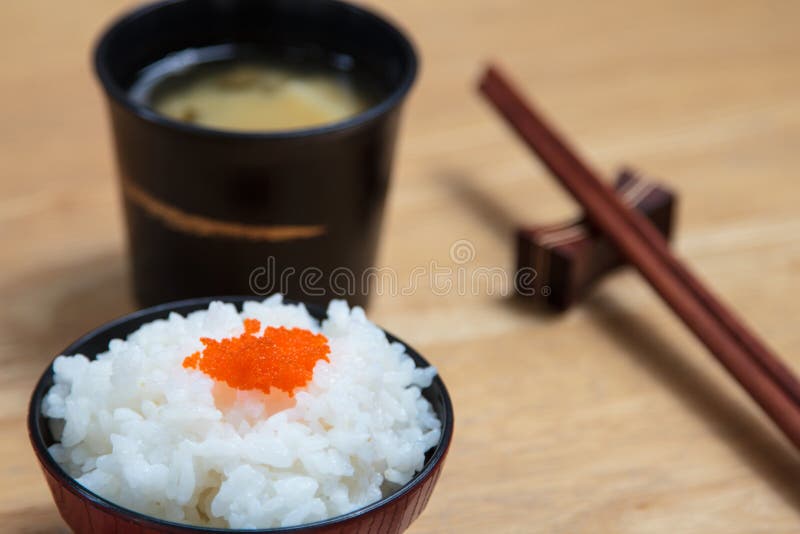 Rice and Miso soup stock photo. Image of healthy, boiled - 32921082