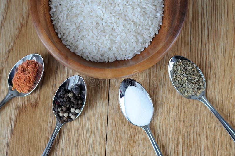 The rice and mix spices stock image. Image of salt, turmeric - 83741413