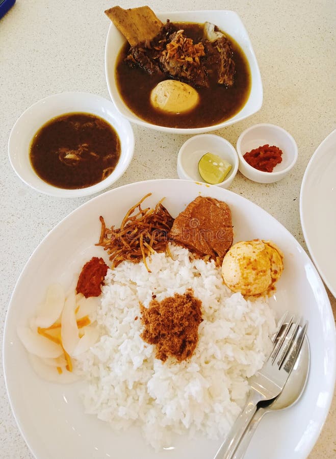 Rice Mixed with Meat Plus Rib Soup Stock Photo - Image of plus, dinner ...