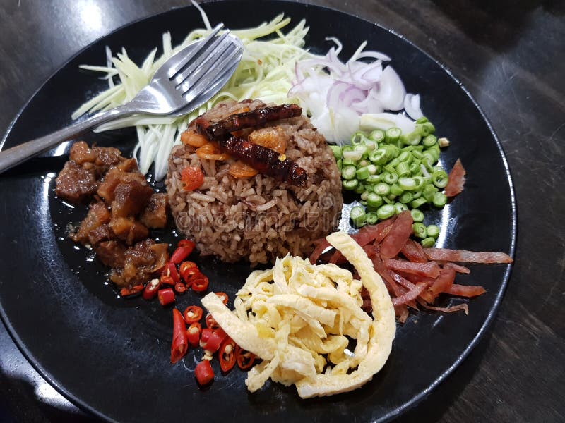 Rice Mixed with Shrimp Paste Stock Photo - Image of meat, paste: 152638758