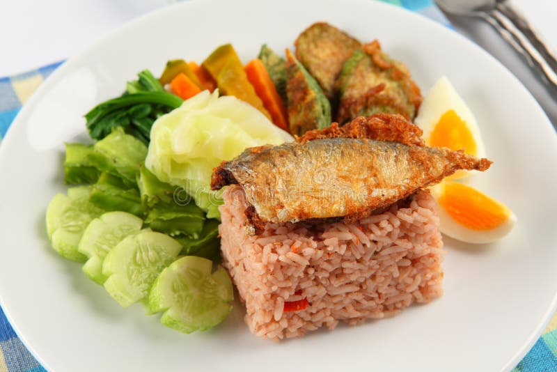 Rice Mixed with Shrimp Paste Stock Image - Image of food, cooking: 39401041