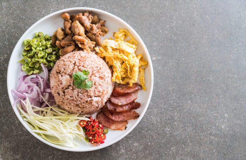 Rice Mixed with Shrimp Paste Stock Photo - Image of mango, fried: 99409928