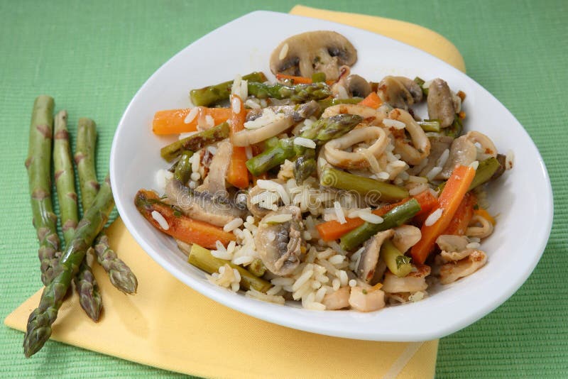 Rice with mixed vegetables stock photo. Image of leek - 7936008