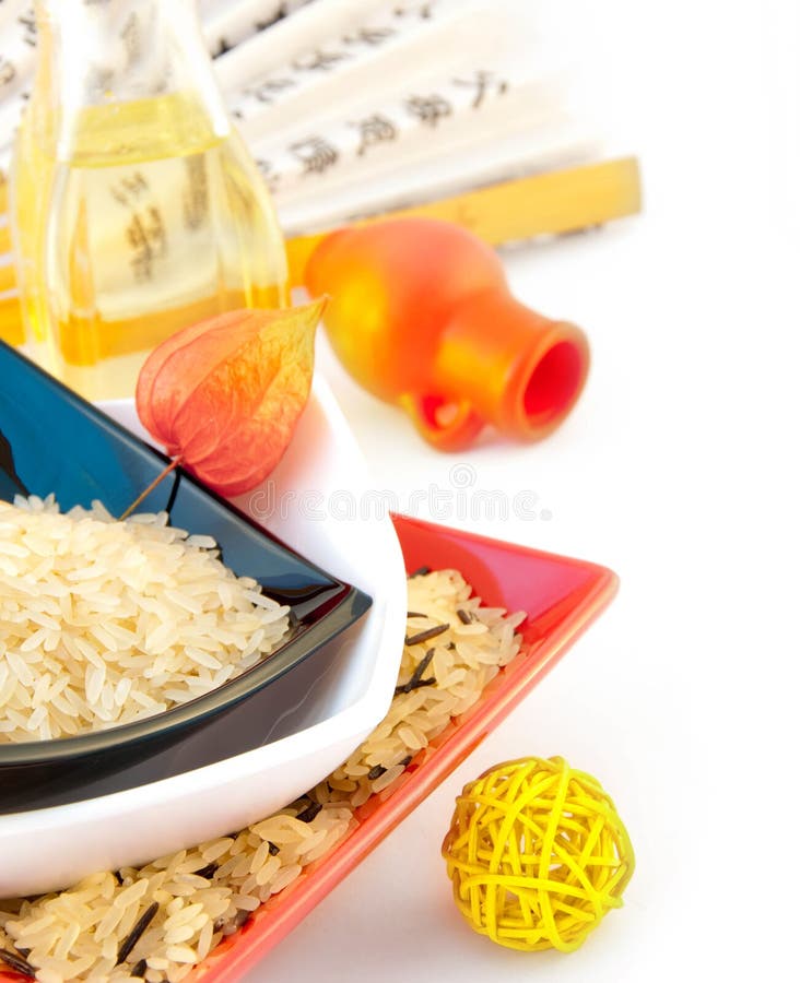Rice in Multi-colored Plates Stock Image - Image of maki, japan: 21236943