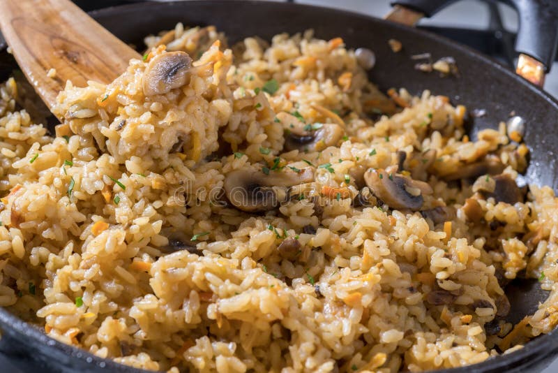 Rice with Mushrooms and Carrot Stock Image - Image of cuisine, diet ...