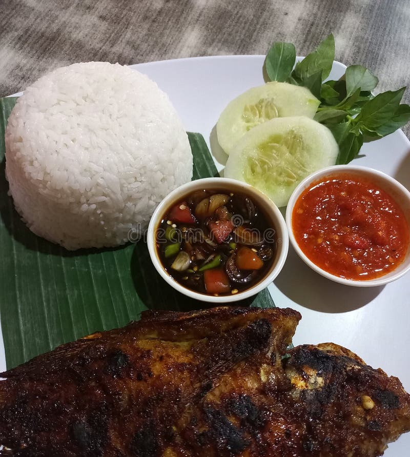 Rice and Nila Fish with a Sambal... Stock Photo - Image of meat, chilli ...