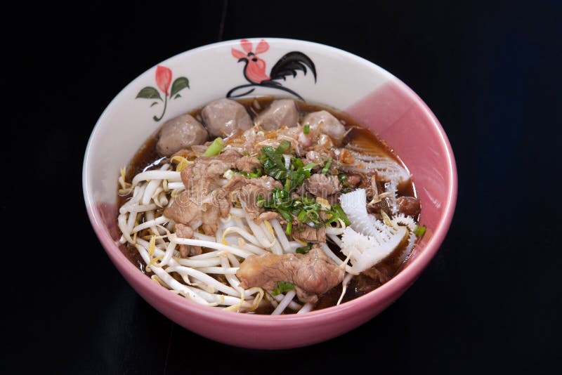 Rice Noodle Soup with Stewed Beef with Thai Style Stock Photo - Image ...