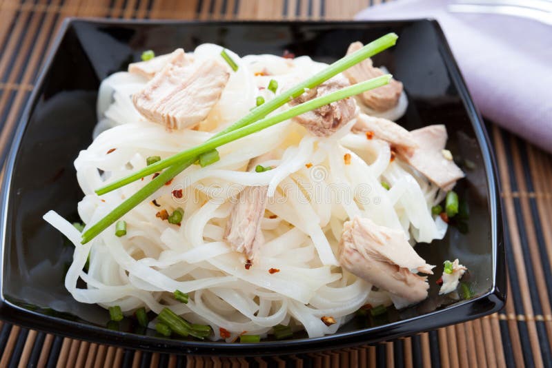 Rice Noodles with Salted Fish Stock Image - Image of dinner, seafood ...