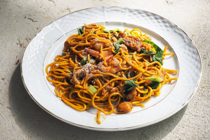 Rice Noodles Stir-fried with Yellow Stock Image - Image of chinese ...