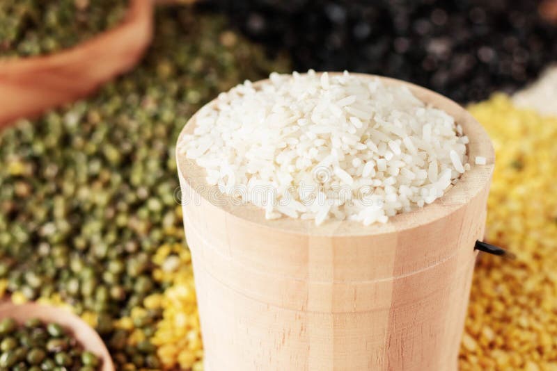 Rice and nuts on floor. stock photo. Image of carbohydrates - 94654596