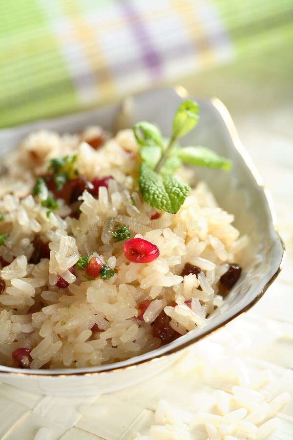 Rice with nuts and raisins stock image. Image of eating - 2166087