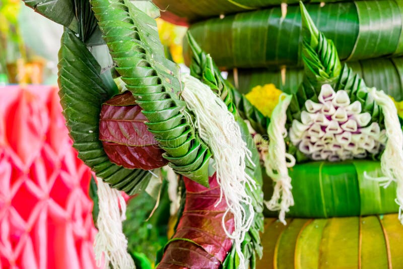Rice Offering for the Worship in Buddhism Stock Photo - Image of green ...