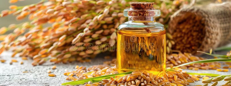 Rice Oil in a Bottle. Selective Focus Stock Photo - Image of food ...