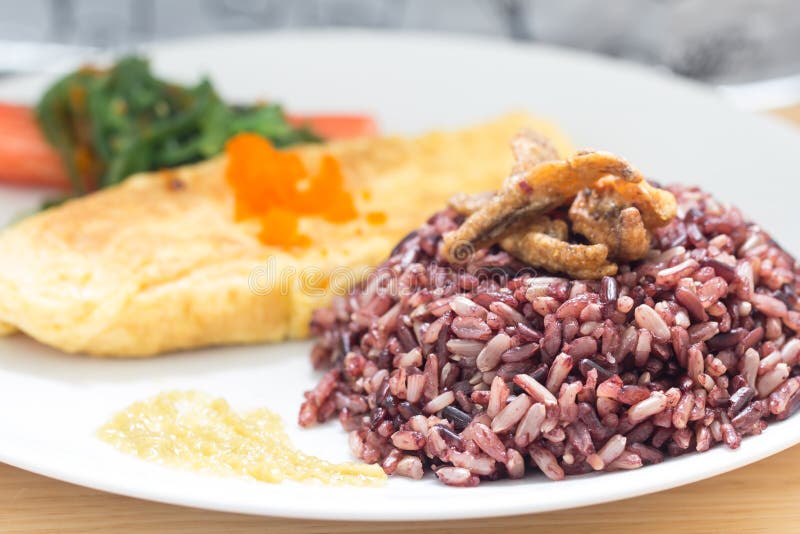 Rice with omelette stock image. Image of rice, healthy - 148299431