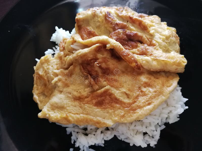 Rice with omelette stock image. Image of plate, wasabi - 148299647