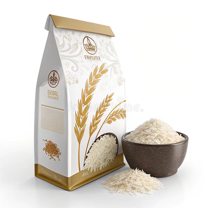 Rice Packaging 3D Design Element Stock Illustration - Illustration of ...
