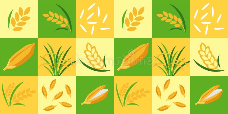 Rice Paddy Abstract Seamless Geometric Vector Pattern for Packaging ...