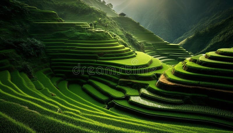 Rice Paddy Growth, Mountain Landscape, Terraced Field, Rural Scene ...