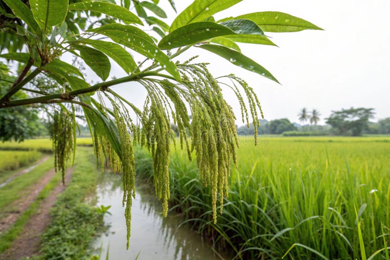 Rice Paddy in Thailand Farm Stock Illustration - Illustration of ...