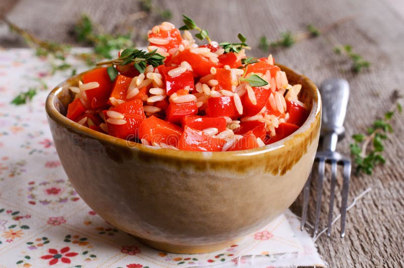 Rice with paprika stock photo. Image of natural, full - 54423478