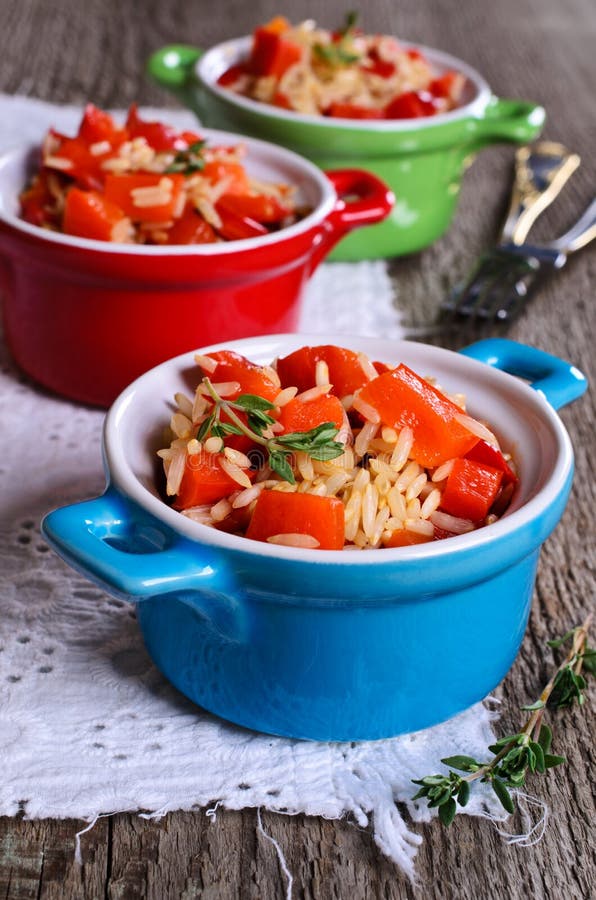 Rice with paprika stock image. Image of meal, full, organic - 54433291