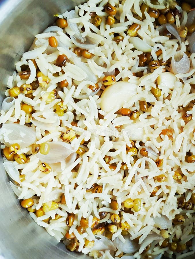 Rice and peas stock image. Image of garlic, indian, long - 122361707