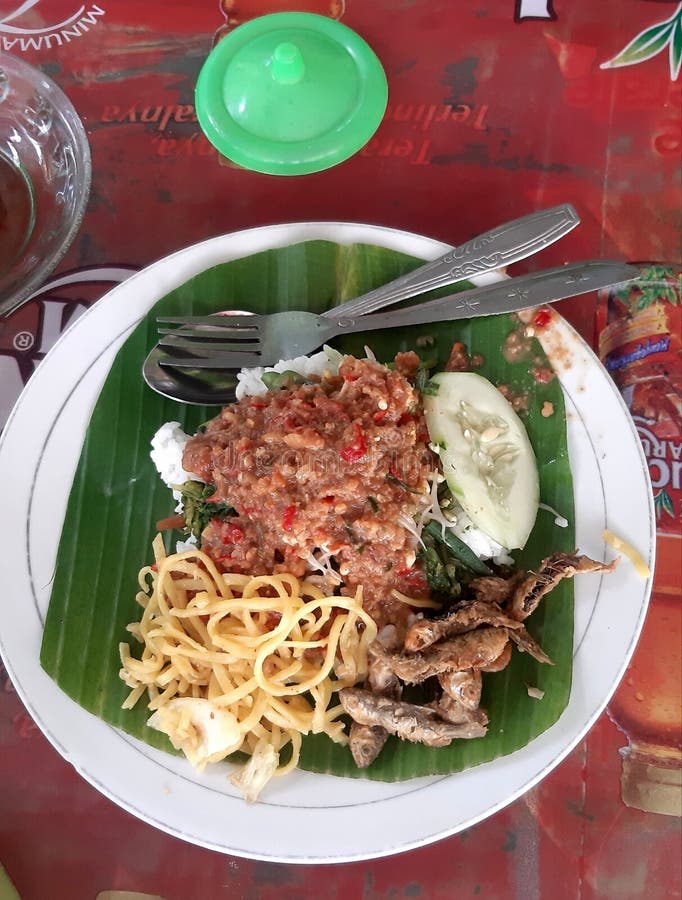 Rice Pecel Wader Traditional Food from Central Java Indonesia Stock ...