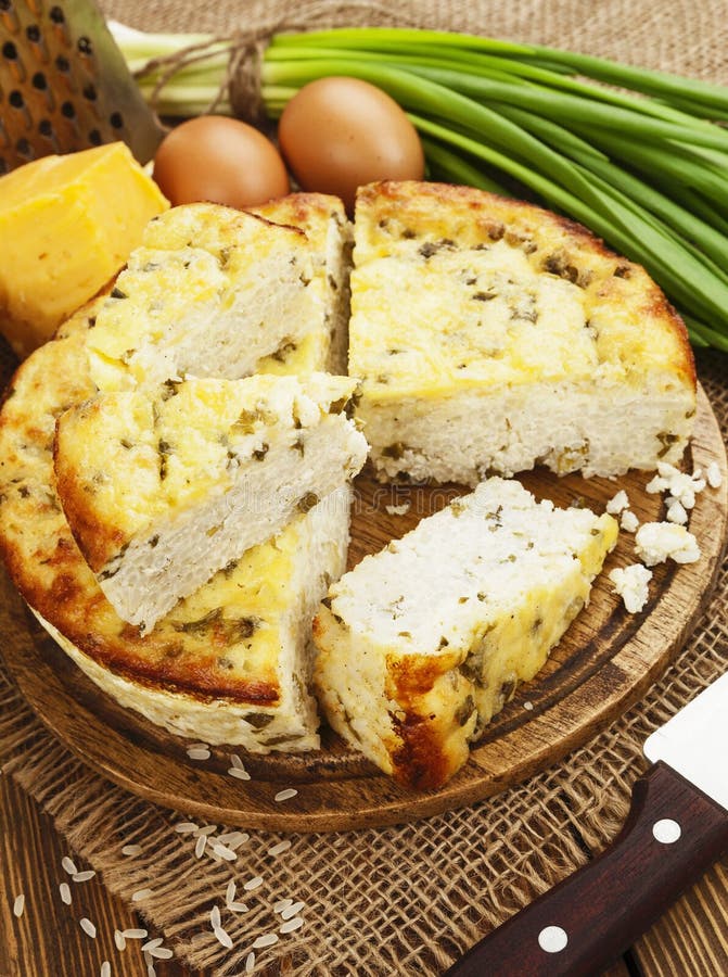 Rice Pie with Cottage Cheese Stock Image - Image of onion, cuisine ...