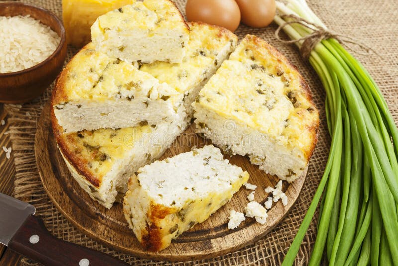 Rice Pie with Cottage Cheese Stock Image - Image of rice, wooden: 69885713