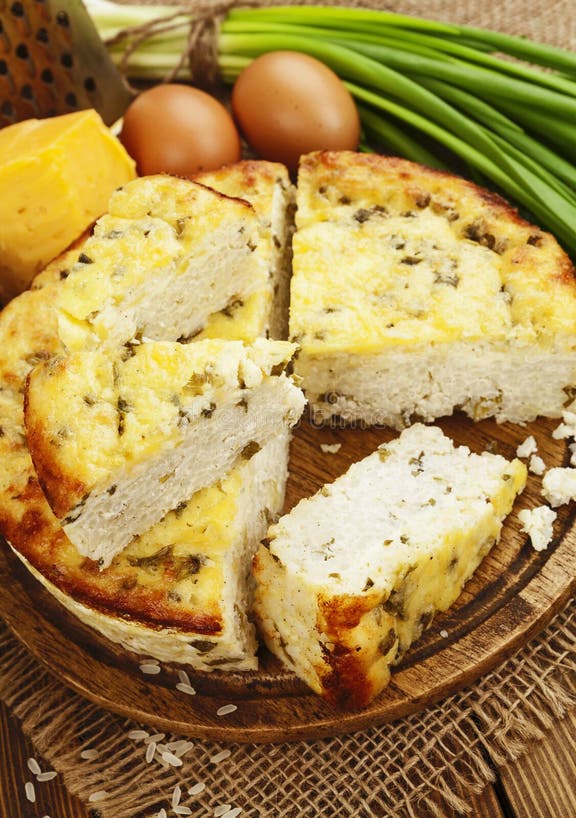 Rice Pie with Cottage Cheese Stock Photo - Image of casserole, lunch ...