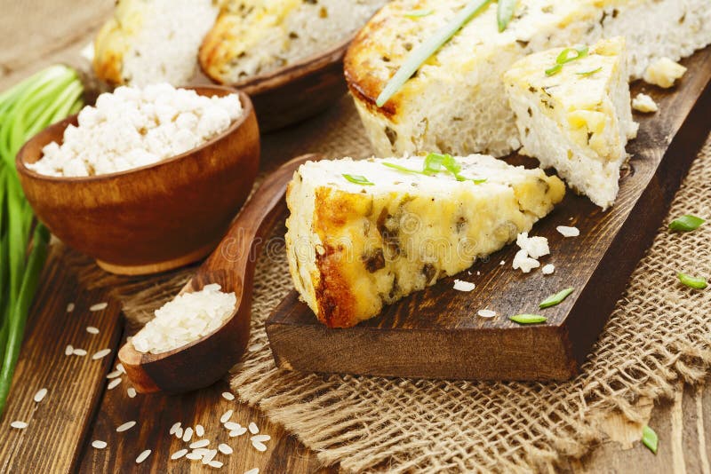 Rice Pie with Cottage Cheese Stock Image - Image of dinner, nutrition ...