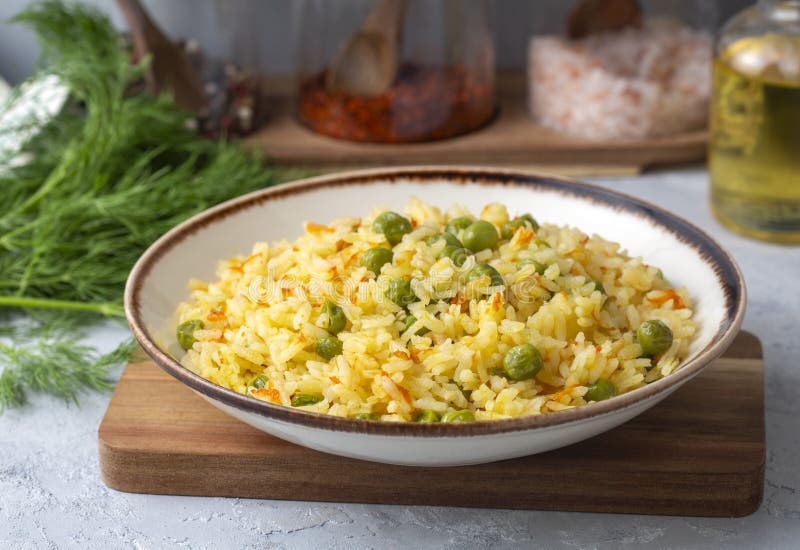 Rice Pilaf with Vegetables Rice Pilaf with Carrots and Peas Stock Photo ...