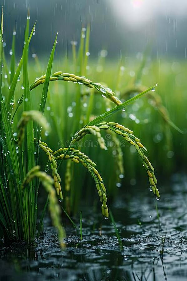 Rice Plants that are Starting To Turn Yellow in a Village Rice Field ...
