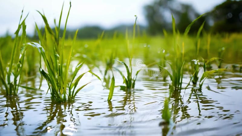 Rice Plants Thrive in Waterlogged Fields Amid the Monsoon S Nurturing ...