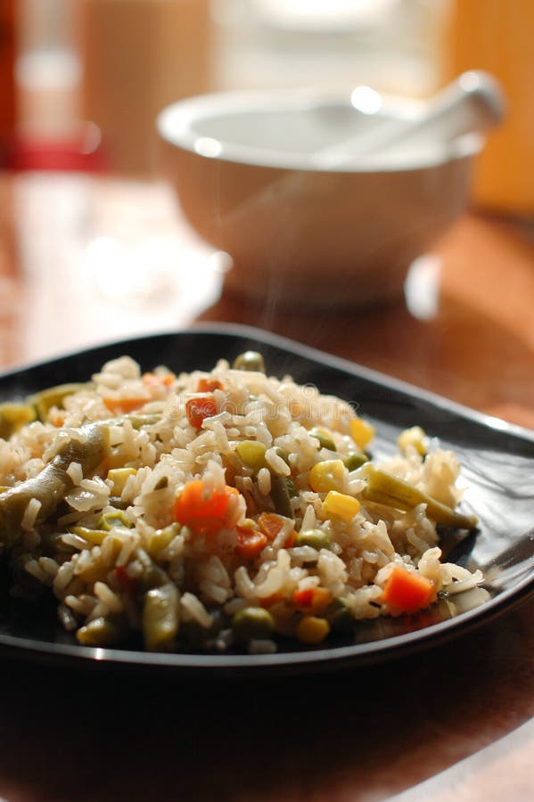 Rice on a plate stock image. Image of lunch, healthy - 13836161