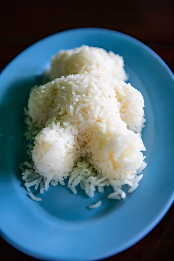 Rice on white plate stock image. Image of plate, meal - 264383973