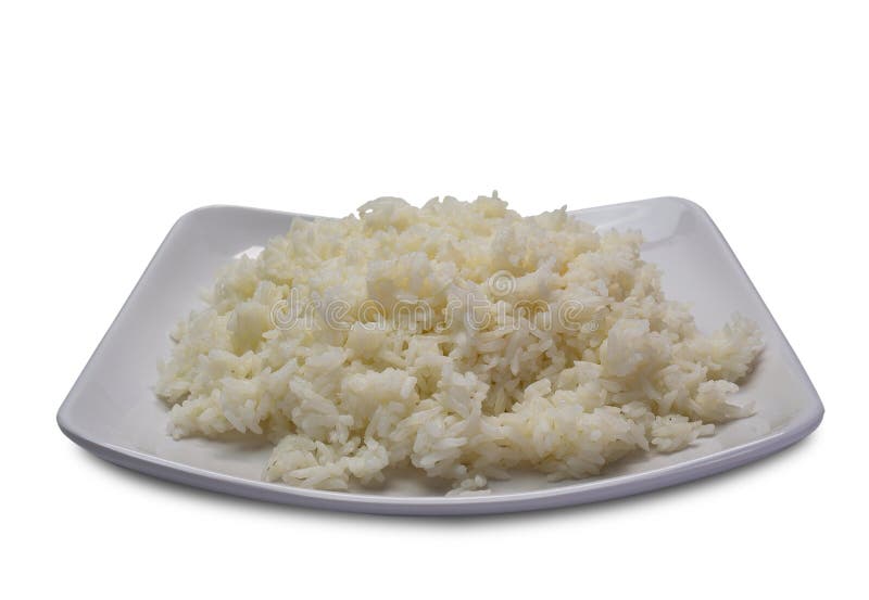 Plate of cooked white rice stock photo. Image of brown - 158905760