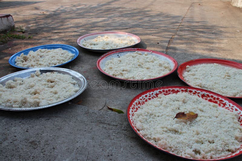 Rice Plates in a Temple in Luang Prabang (laos) Stock Photo - Image of ...