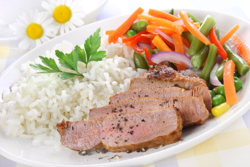 Rice with pork meat stock image. Image of pork, parsley - 25568509