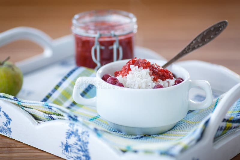 Rice Porridge with Jam and Berries Stock Image - Image of fruit ...