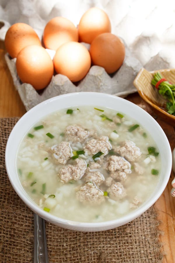 Rice Porridge with Minced Pork. Stock Photo - Image of boiled, oriental ...