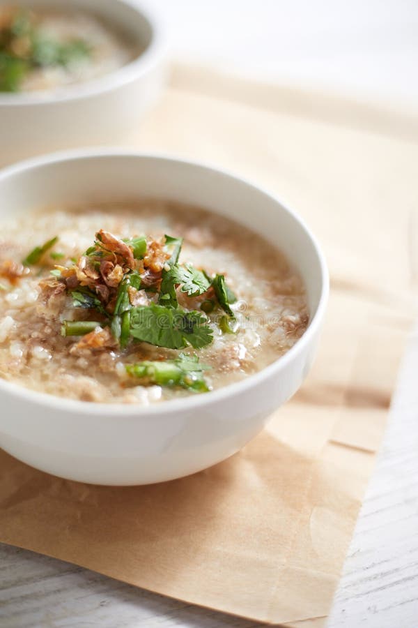 Rice Porridge with Minced Pork Stock Photo - Image of boiled, tasty ...