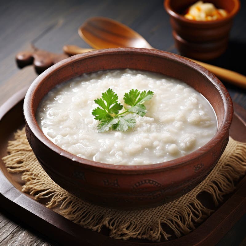 Rice porridge in a plate stock photo. Image of boiled - 289947770