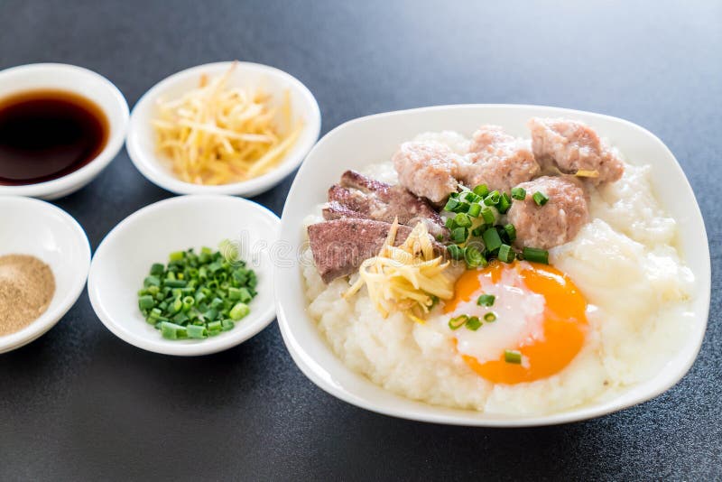 Rice Porridge with Pork and Egg Stock Photo - Image of healthy, culture ...
